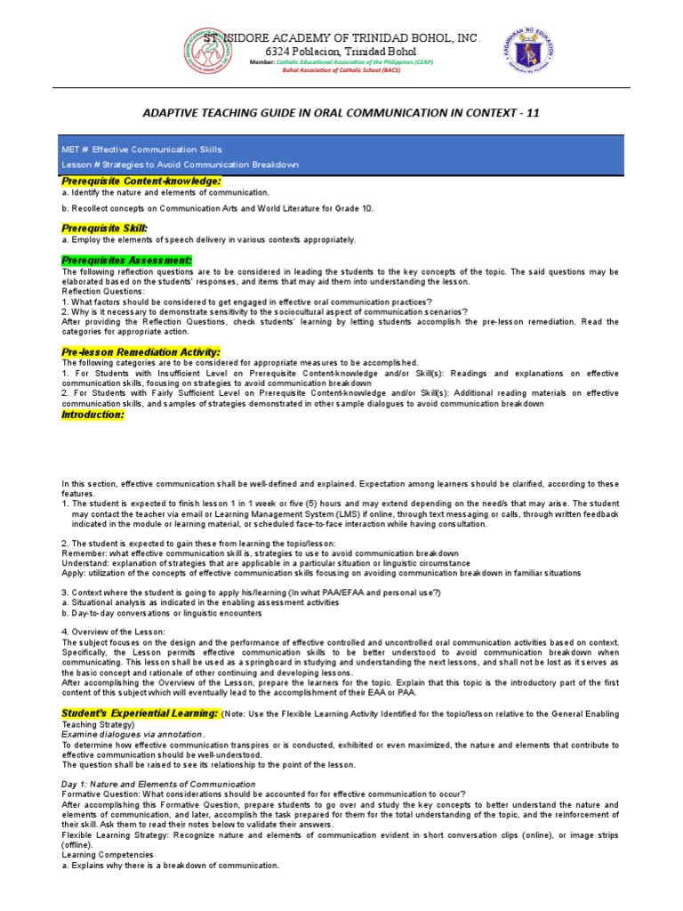 Adaptive Teaching Guide | PDF | Communication | Teaching Method