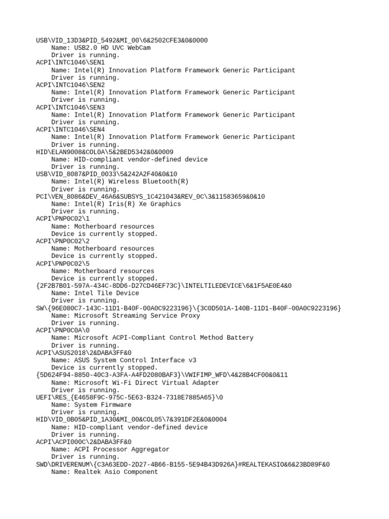 Dev List | PDF | Device Driver | Usb