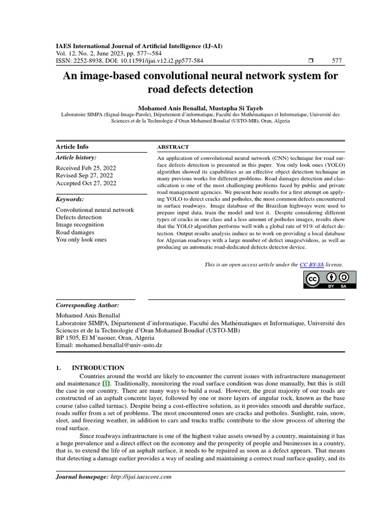 An Image Based Convolutional Neural Network System For Road Defects