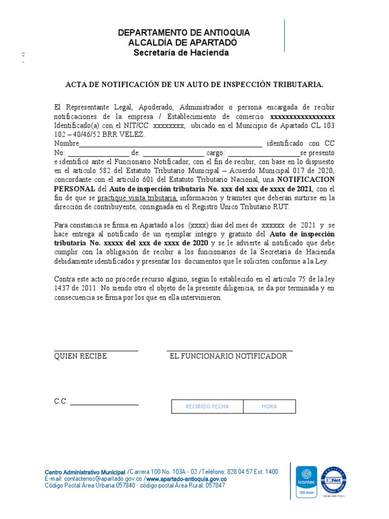 ACTA DE NOTIFICACIÓN | PDF | Gobierno | Justicia