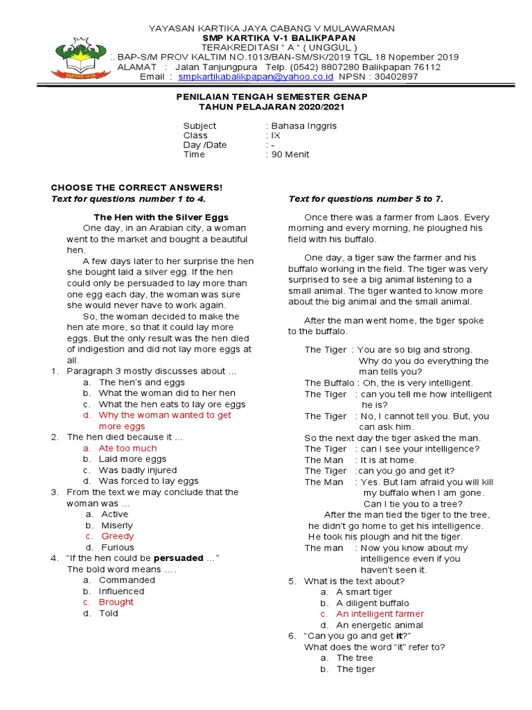 Soal PTS | PDF | Fish | Whales