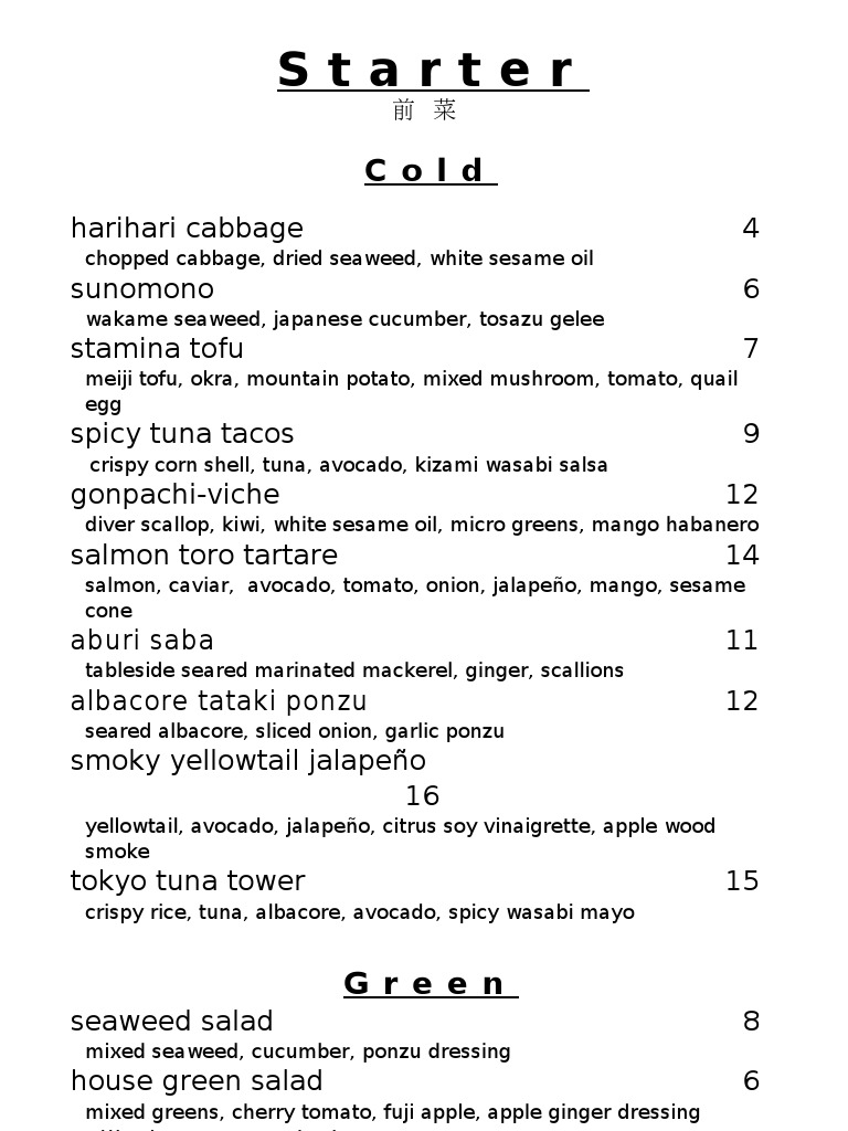 Gonpachi New Menu | PDF | Sushi | Japanese Cuisine