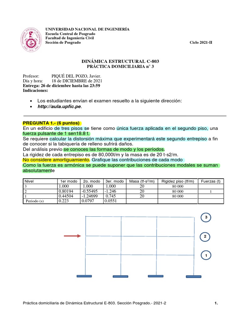 Análisis modal de un edificio de ocho pisos para determinar sus modos de vibración y periodos ...