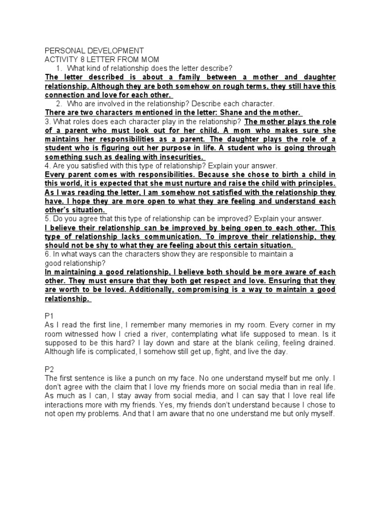 Perdev Act 8 Q2 | PDF | Feeling | Behavioural Sciences