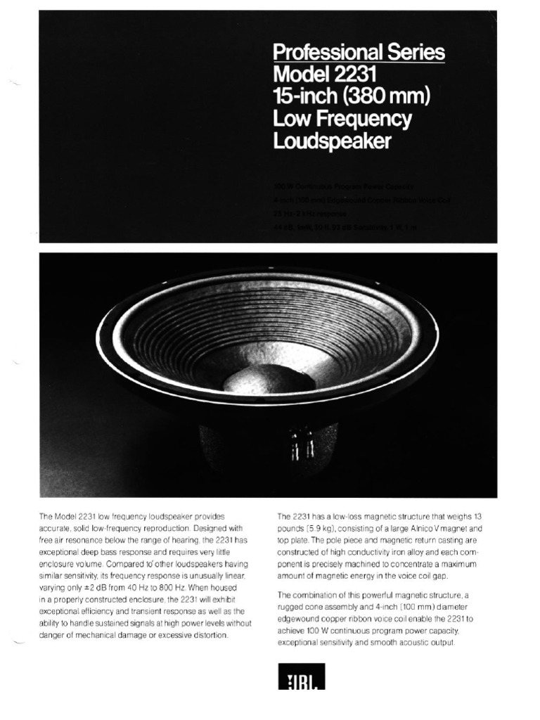 2231a Manual | PDF | Loudspeaker | Electrical Engineering