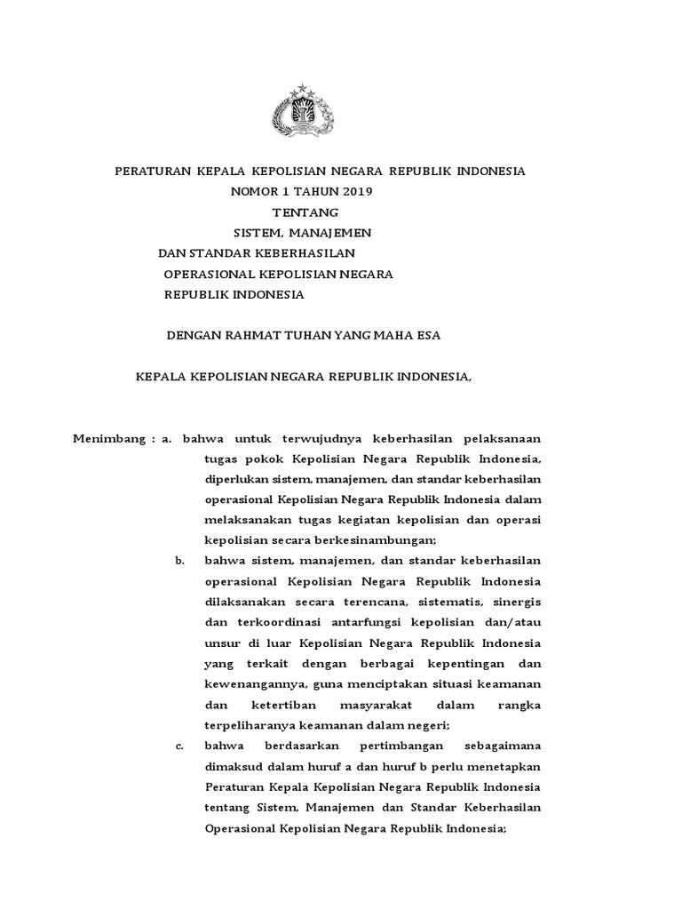 Perkap Nomor 1 Tahun 2019 TTG Sisjemen Opsnal - 7. Lampiran Iv Standar ...