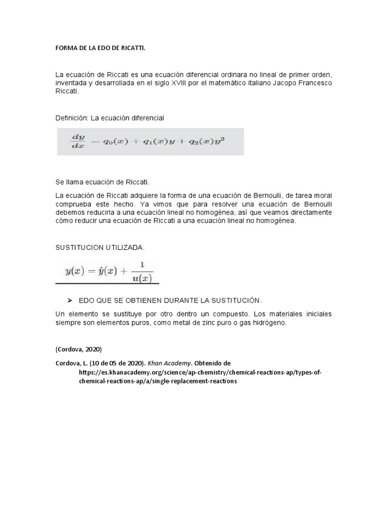 Forma de La Edo de Ricatti | PDF