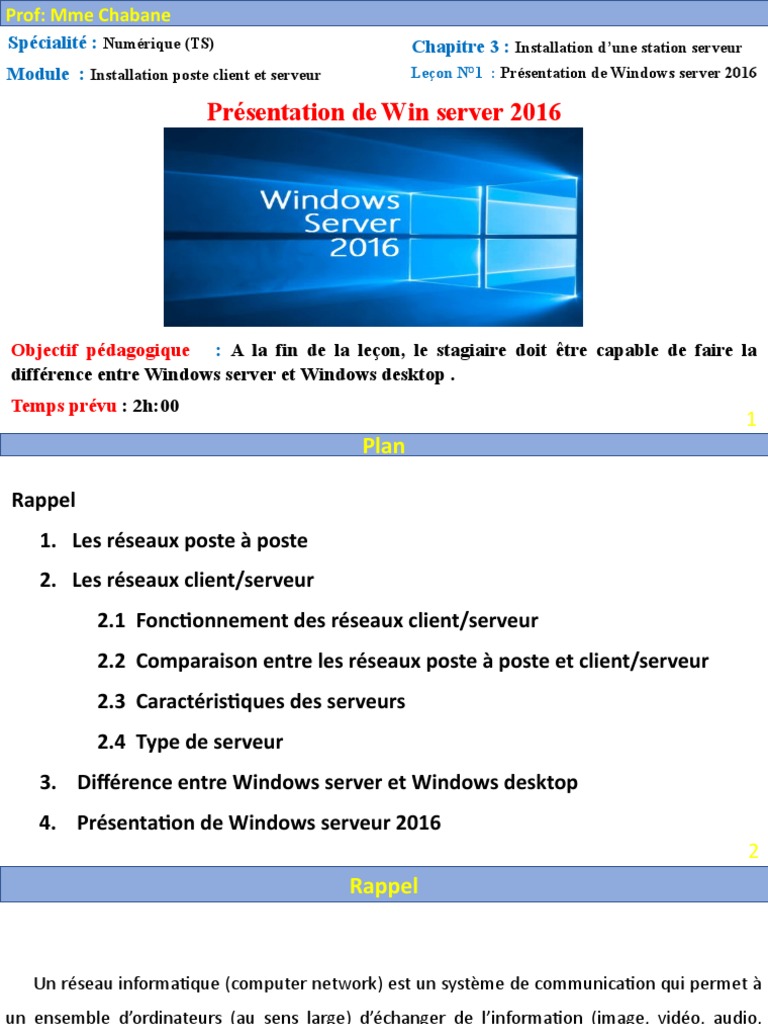 Présentation de Windows Server 2016 | PDF | Serveur (Informatique) | Microsoft Windows