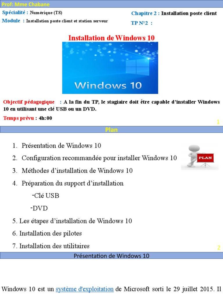 Installation de Windows 10 : Guide Pratique | PDF | Windows 10 ...
