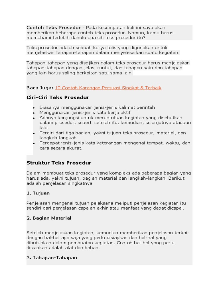 Contoh Teks Prosedur | PDF
