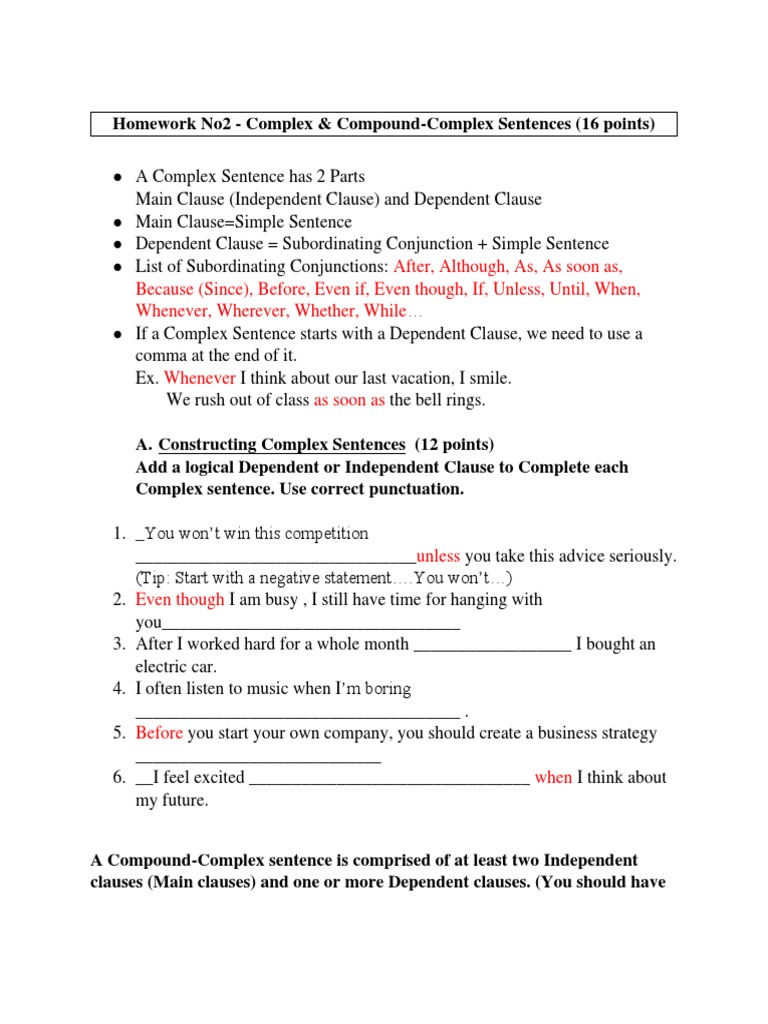 Complex and Compound-Complex Sentences | PDF