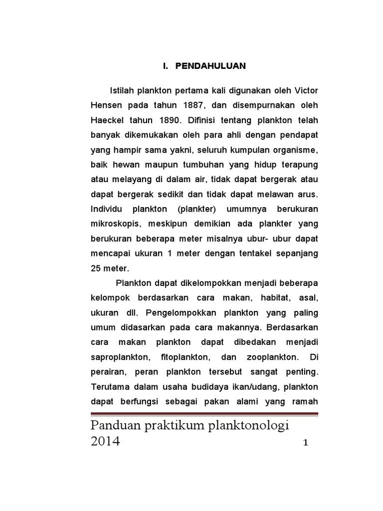 Planktonologi Metode | PDF
