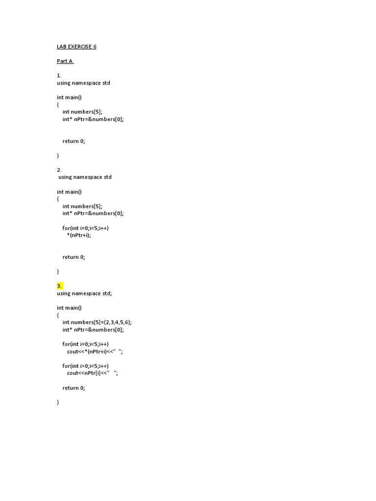 Lab Exercise 6 Pdf Namespace Computer Programming 