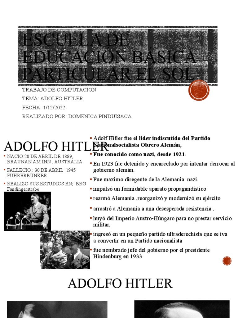 Biografía de Adolf Hitler: Su Ascenso y Caída | PDF