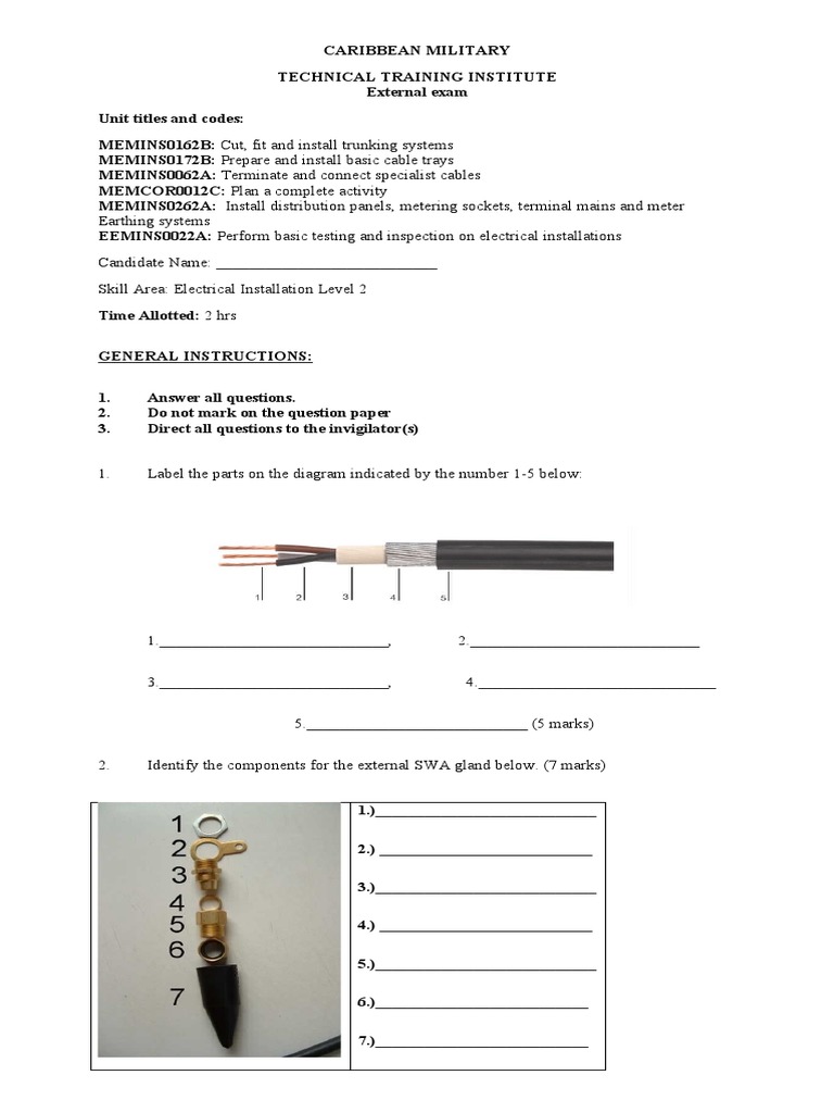 Electrical Installation Level 2 Exam Guide | PDF | Electrical Wiring ...