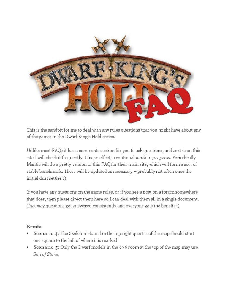 Dwarf Kings Hold - FAQ | PDF