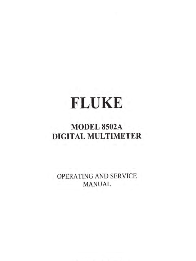 Fluke 8502A Digital Multimeter Manual | PDF