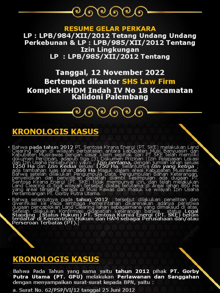 Resume Gelar Perkara Sengketa Perkebunan | PDF