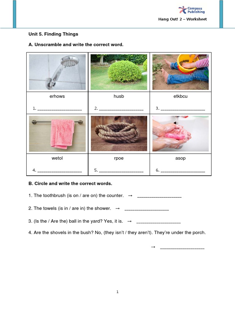 Hang Out! 2 Unit 5 Worksheet | PDF