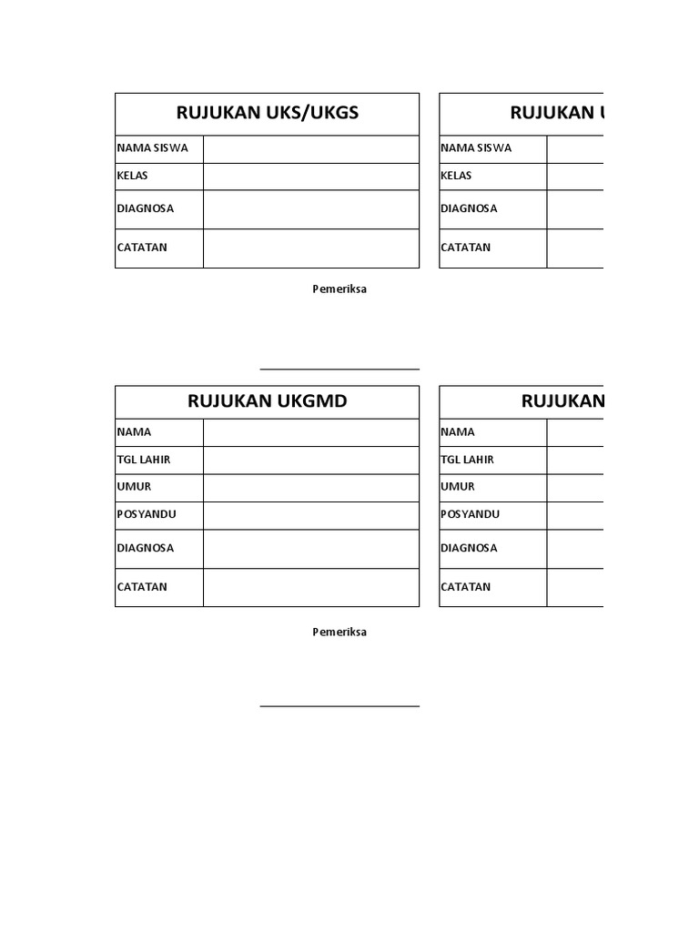 Format Buku Rujukan UKS/UKGS | PDF