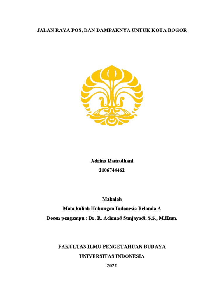 Jalan Raya Pos Dan Dampaknya Untuk Kota Bogor | PDF