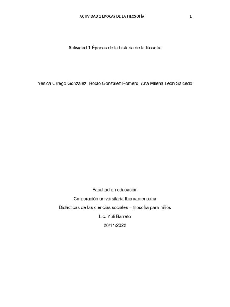 Historia de las Épocas Filosóficas | PDF | Filosofia Medieval ...