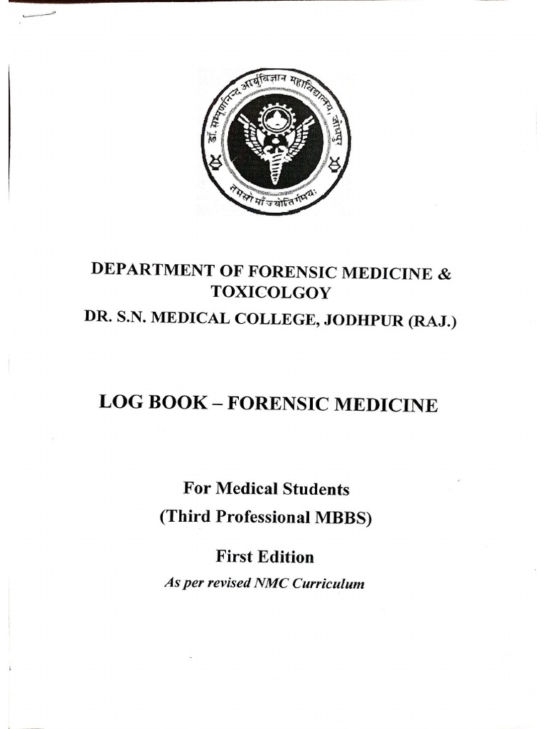 Forensic Medicine and Toxicology Log Book | PDF
