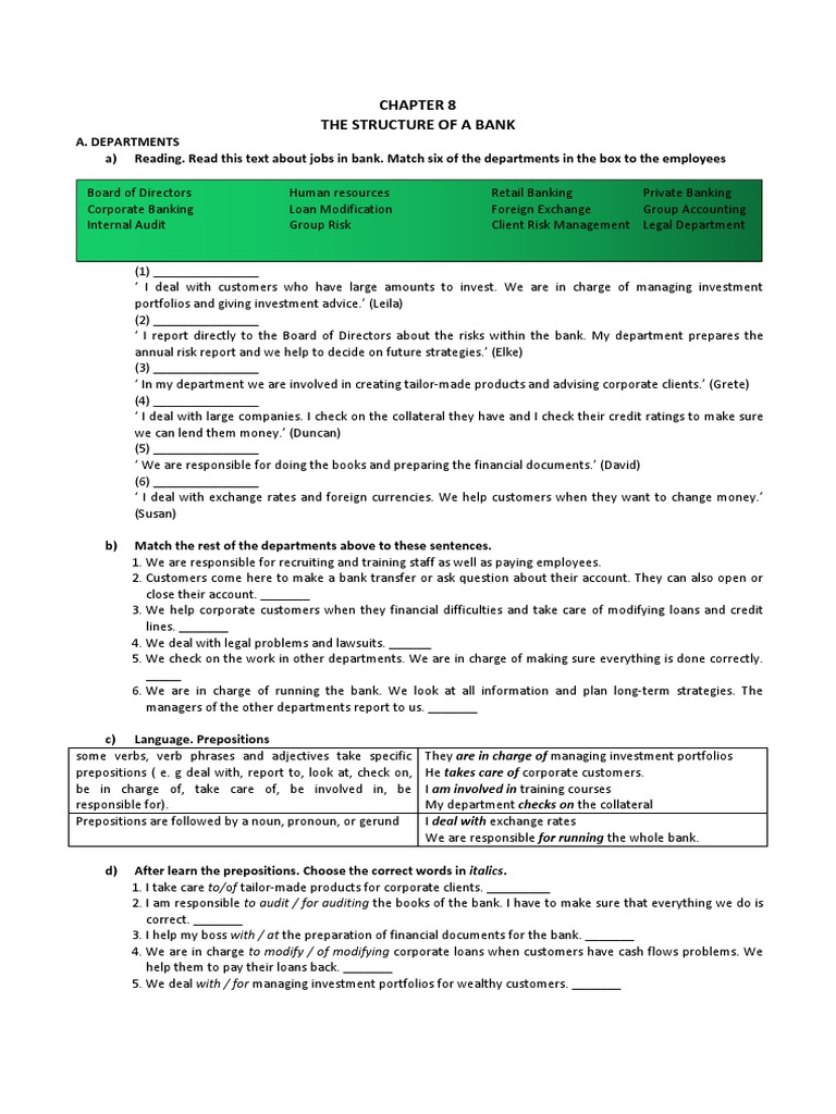 Chapter 8 The Structure of A Bank | PDF | Banks | Debit Card