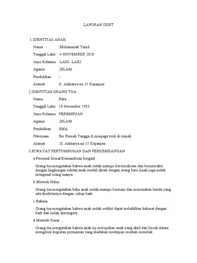 LAPORAN DDST Rev 1 | PDF
