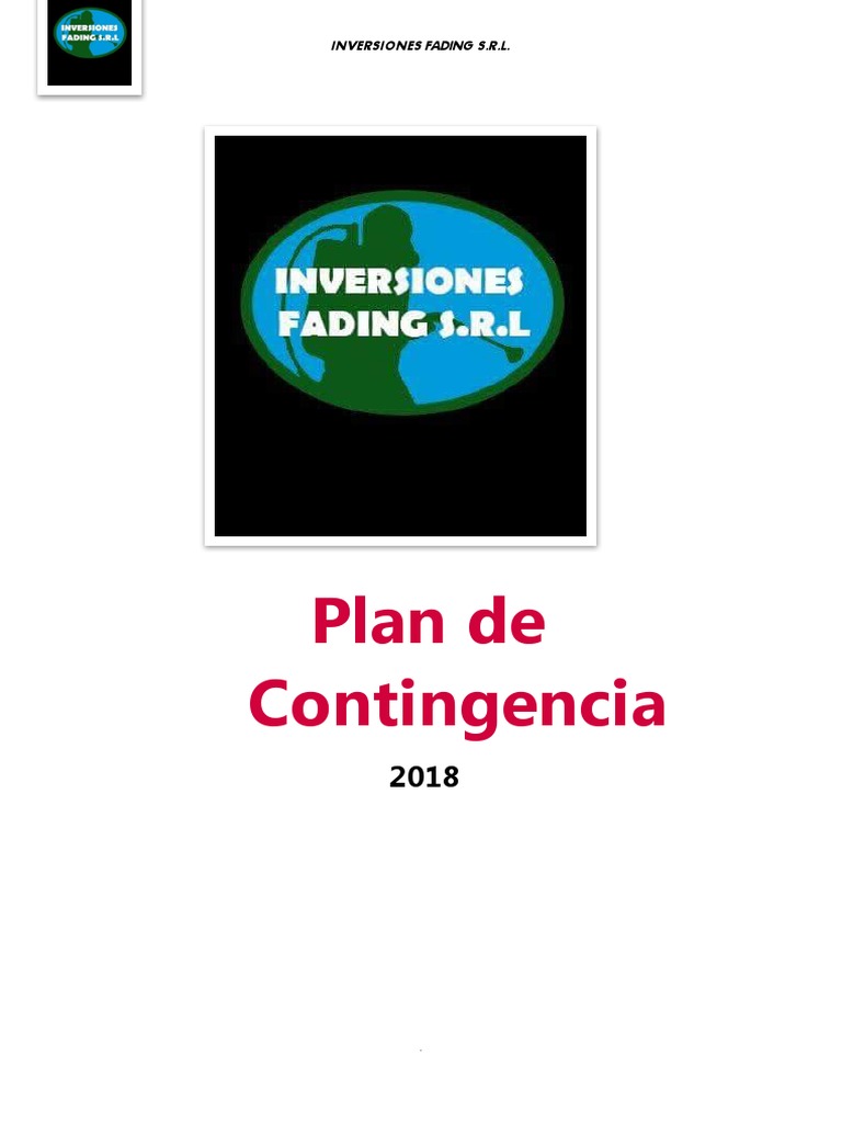 Plan de Contingencia Inversiones Fading S.R.L. | PDF | Riesgo | Residuos