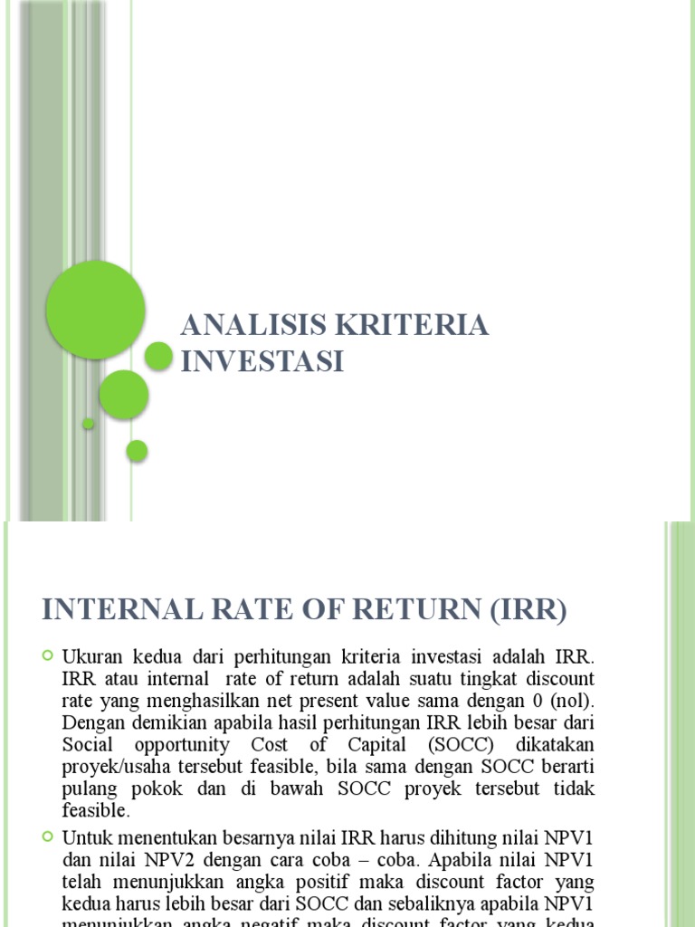Analisis IRR dan NPV Proyek Investasi | PDF