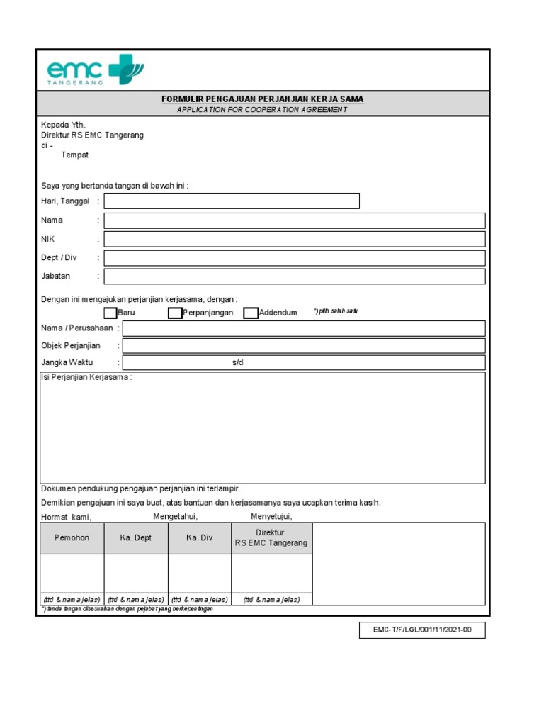 Formulir Pengajuan PKS | PDF