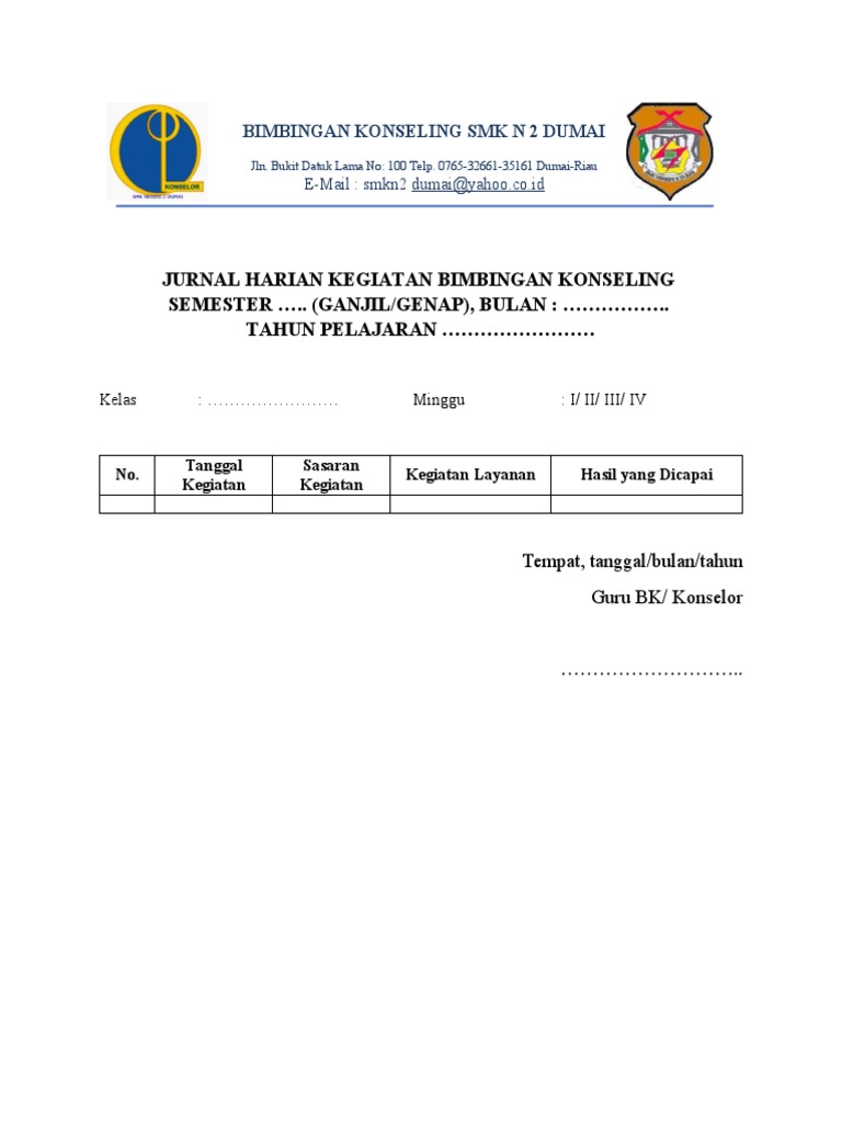Jurnal Harian Kegiatan BK | PDF