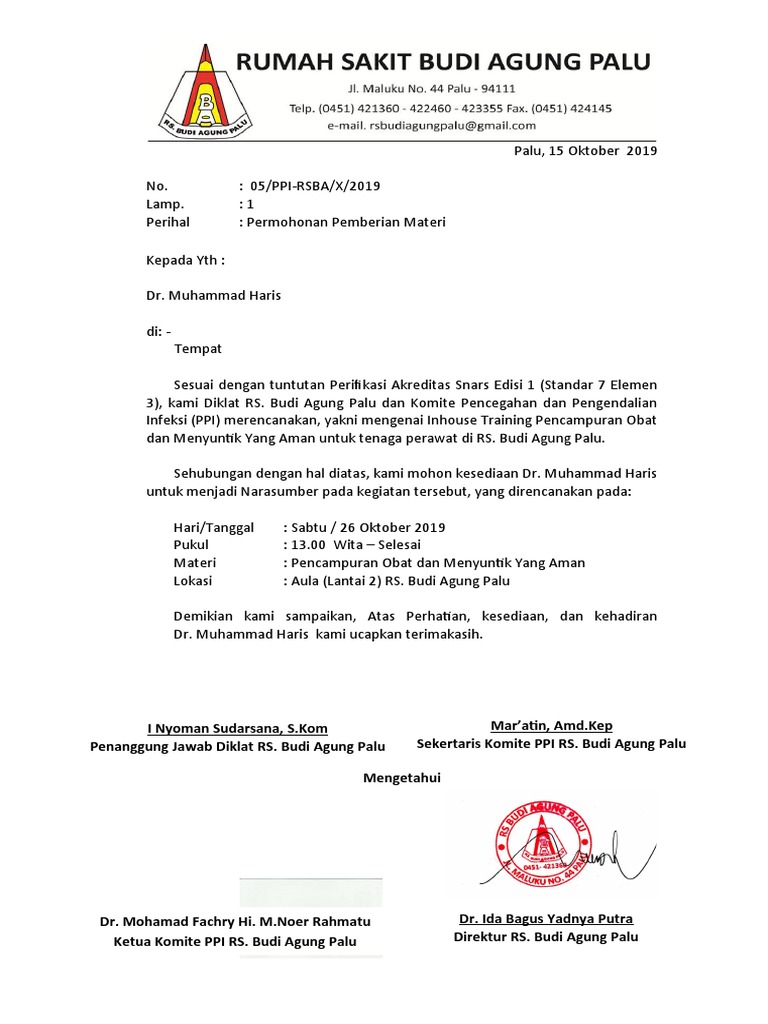 Surat Permohonan Nara Sumber | PDF