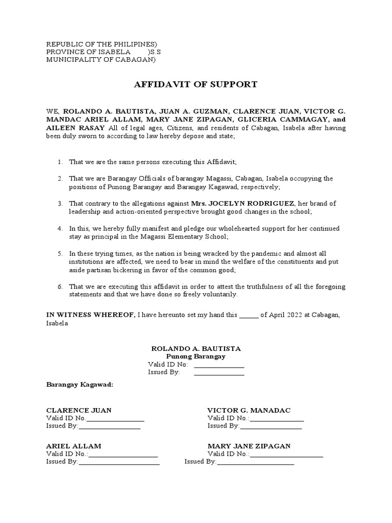 Affidavit of Support | PDF | Notary Public | Affidavit