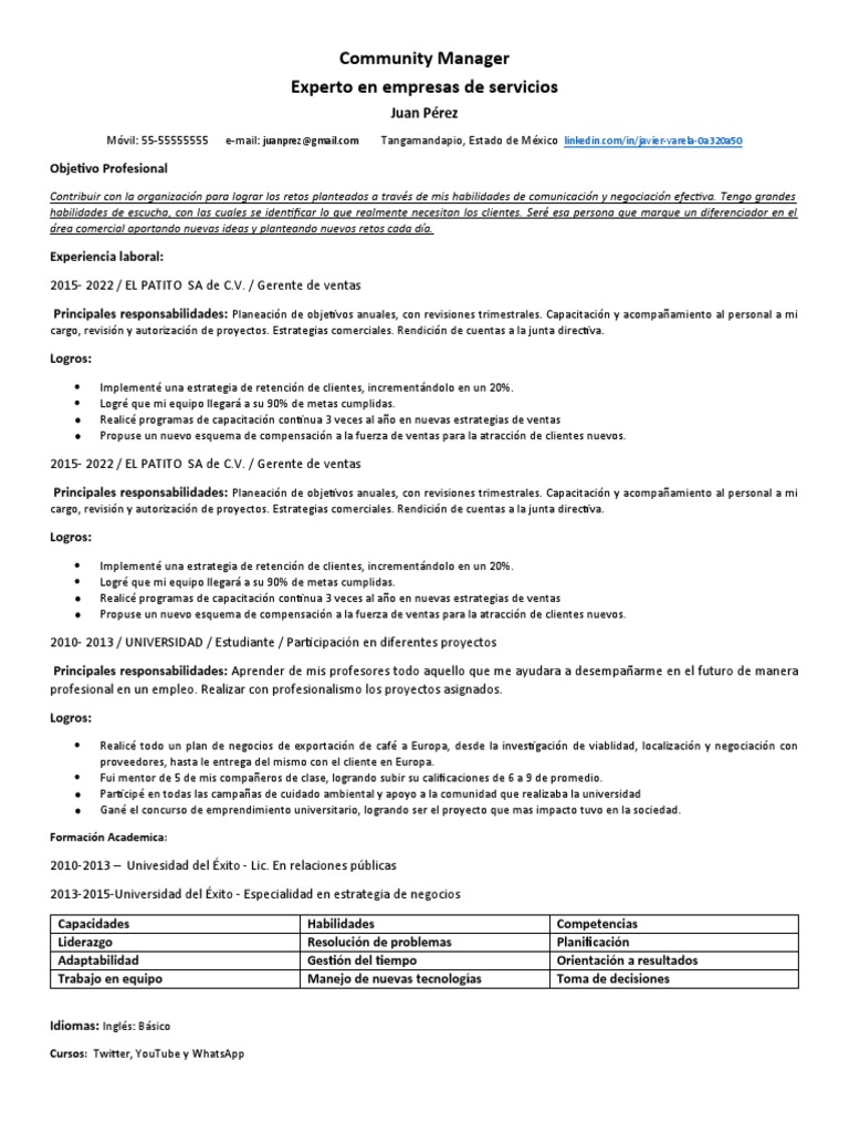 Plantilla CV 2022 1 | PDF | Business | Economias