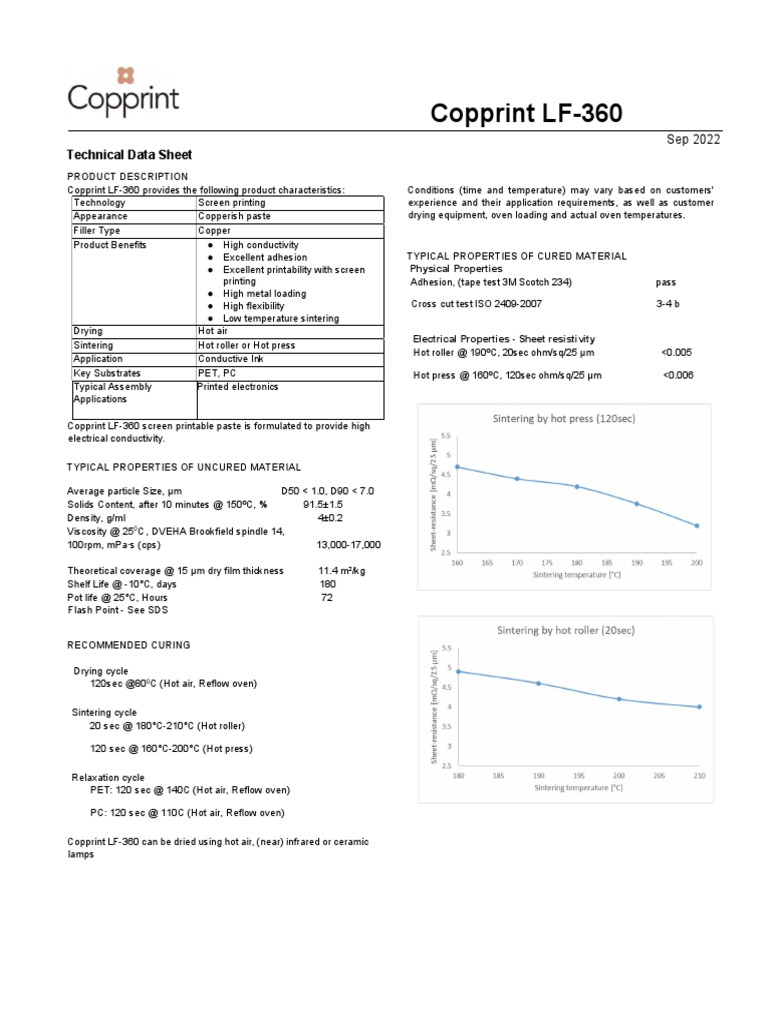TDS LF-360 | PDF | Electrical Resistivity And Conductivity | Sintering