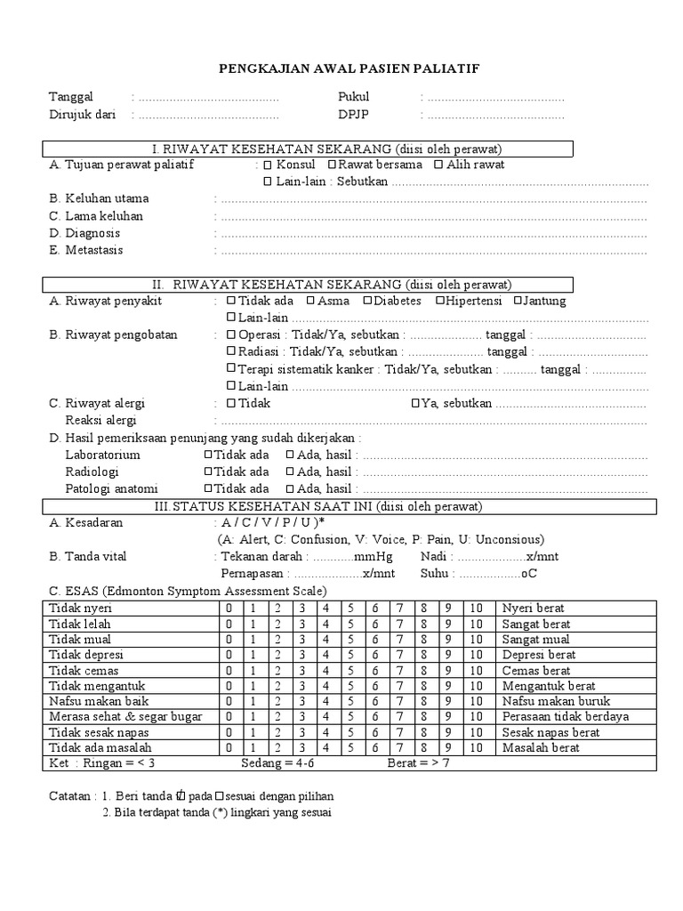 Pengkajian Awal Pasien Paliatif | PDF