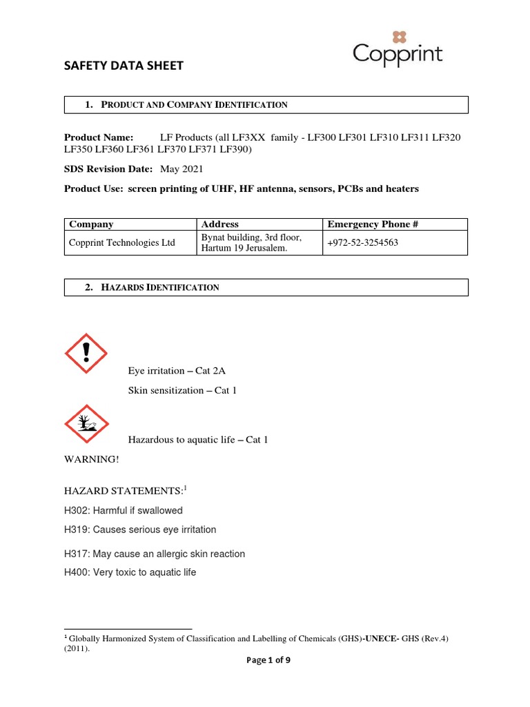 MSDS-rev12 - LF Products | PDF | Dangerous Goods | Toxicity