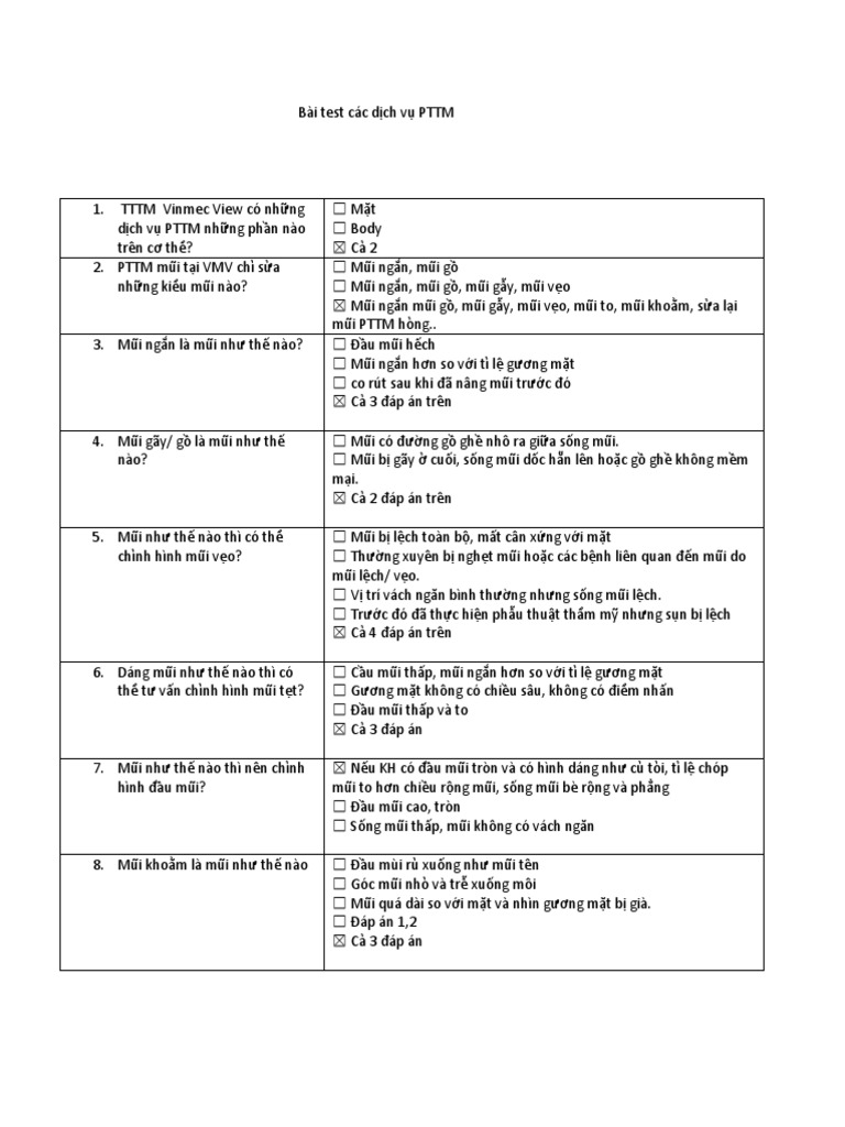 Bài test các dịch vụ PTTM final | PDF