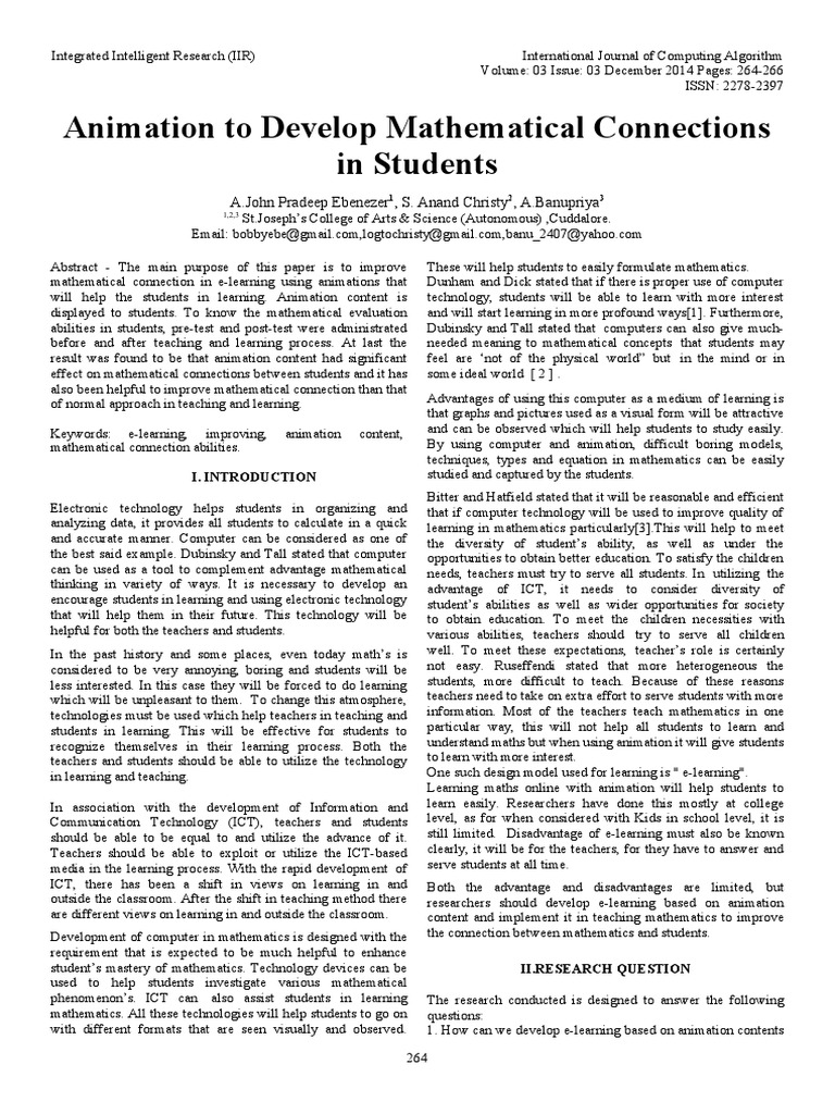 Animation To Develop Mathematical Connections in Students | PDF ...