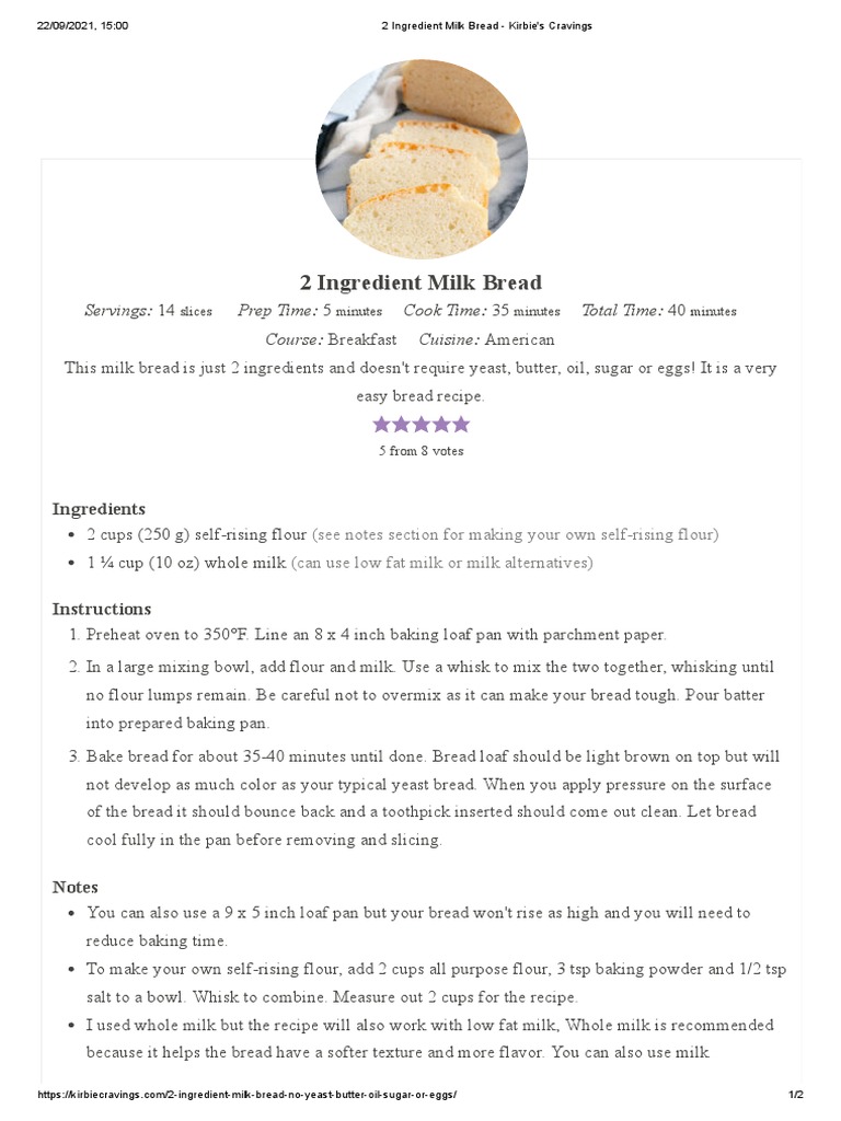 2 Ingredient Milk Bread | PDF | Breads | Baking