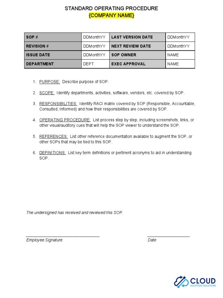Basic SOP Document Template | PDF
