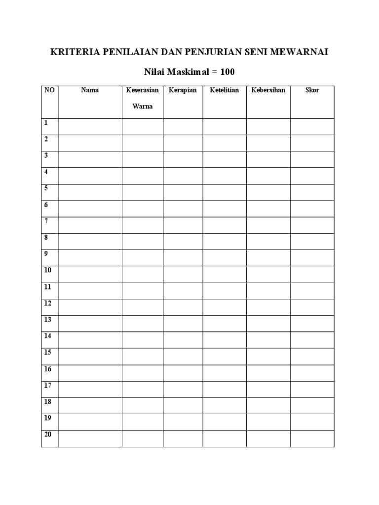 Kriteria Penilaian Dan Penjurian Seni Mewarnai | PDF