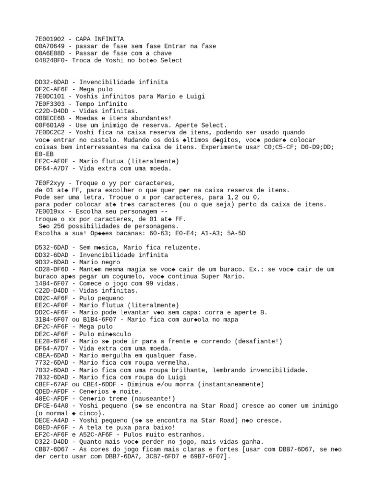 Códigos Super Mario World | PDF | Mario
