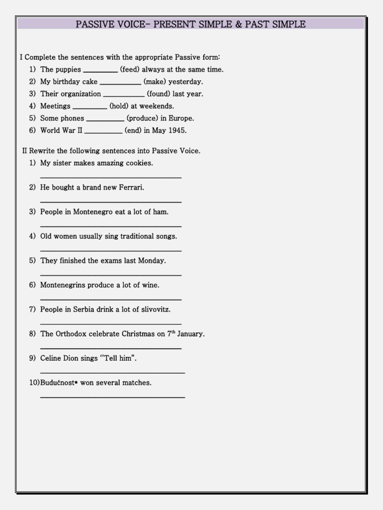 Passive Voice Present Simple Past Simple Grammar | PDF