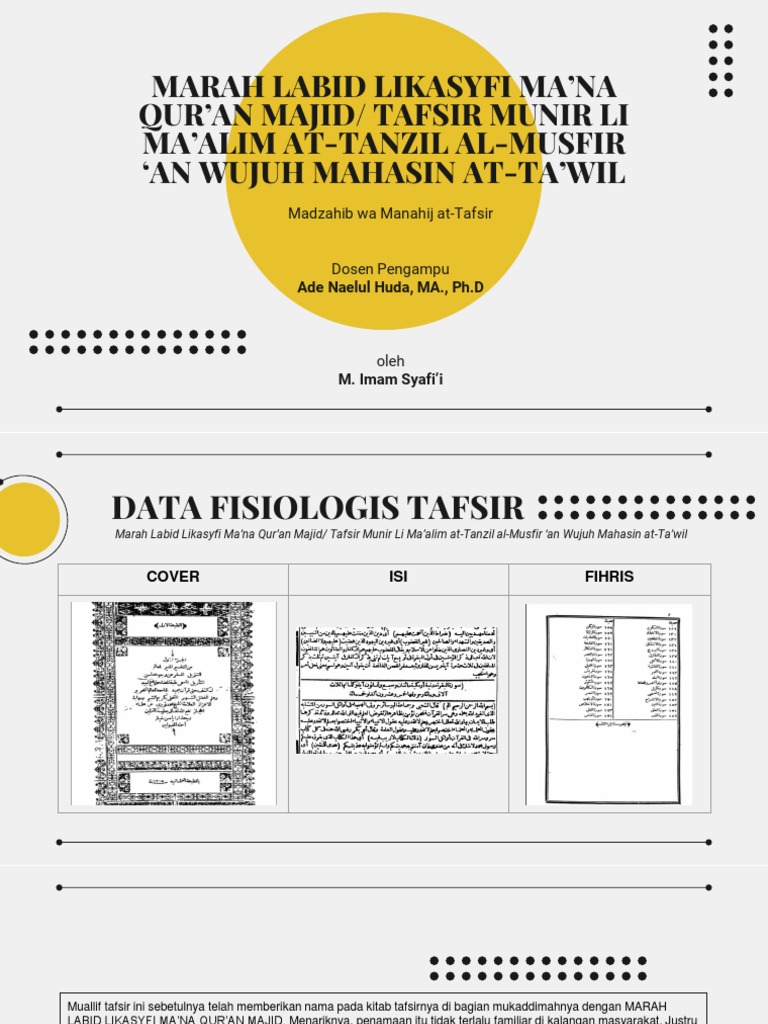 TAFSIR MARAH LABID (M. Imam Syafi'i) | PDF