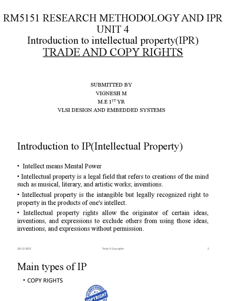 Research Methodology and IPR Overview | PDF | Intellectual Property ...