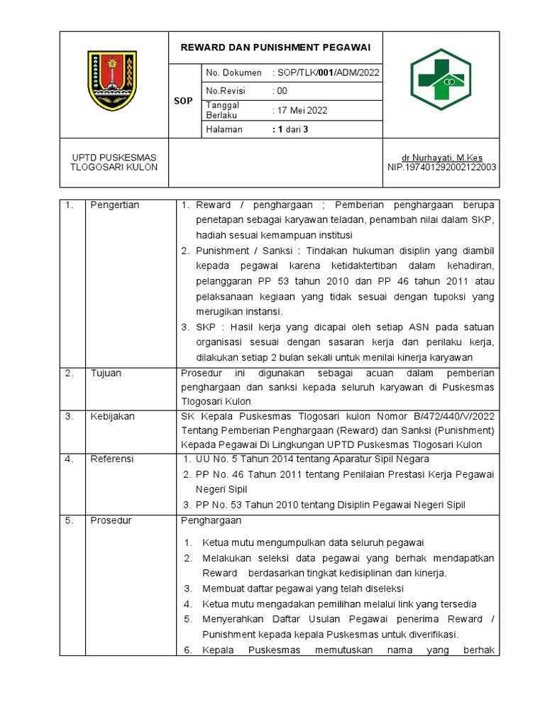 Contoh Sop Reward Dan Punishment | PDF