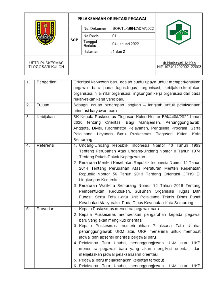 Format Sop 2022 | PDF